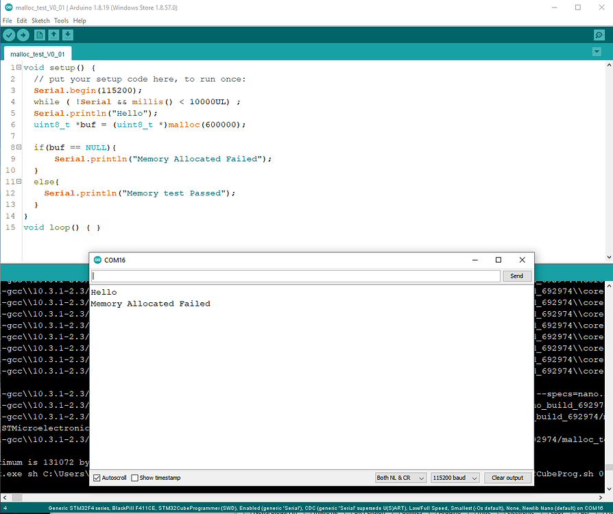 Why isn't Malloc failing? - Programming - Arduino Forum
