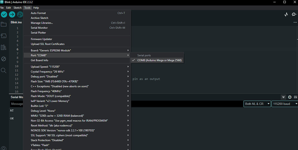 ESP-01S on Arduino MEGA 2560 - A fatal esptool.py error occurred: Failed to connect to ESP8266 ...