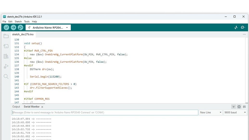 Problem connecting Dallas 18B20 Nano RP2040 - Programming - Arduino Forum