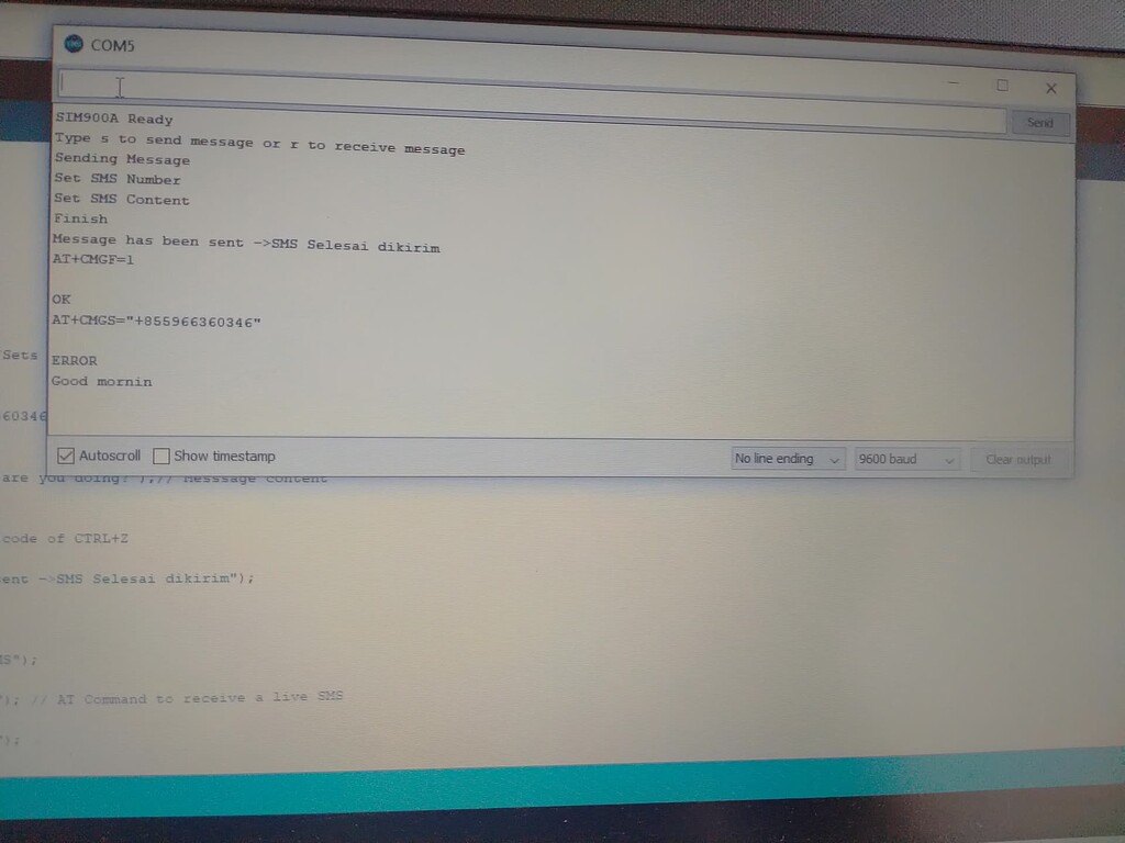 GSM SIM900A error shown when send a message - Programming - Arduino Forum
