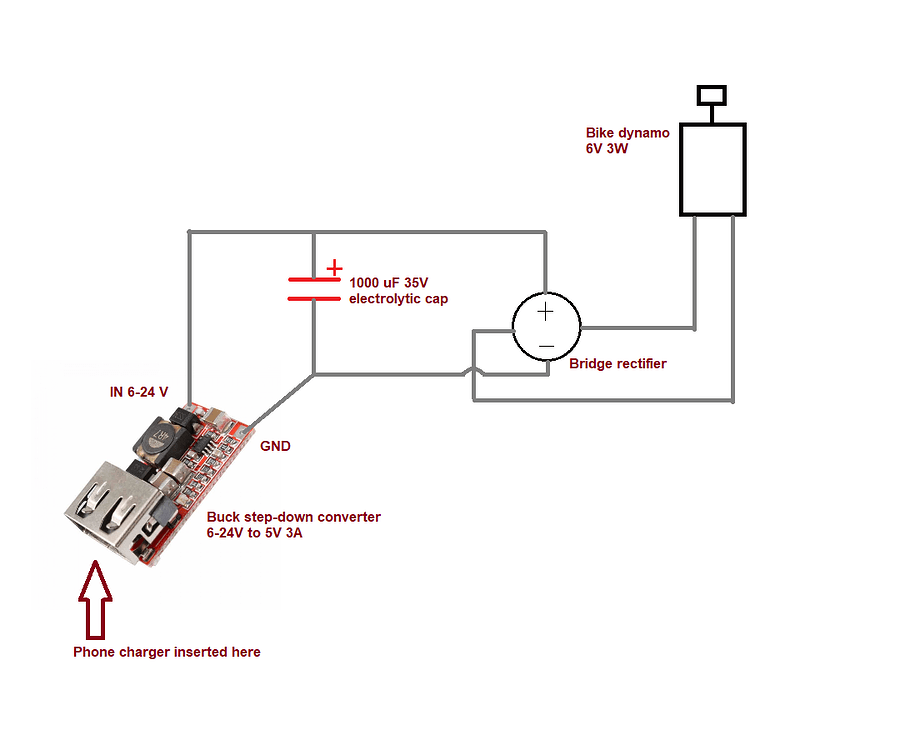 Phone charger using bike dynamo and Arduino buck module - General ...