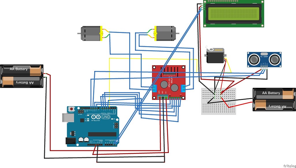 2 motor dc, servo, ultrasonic, lcd please help its not working - General Guidance - Arduino Forum