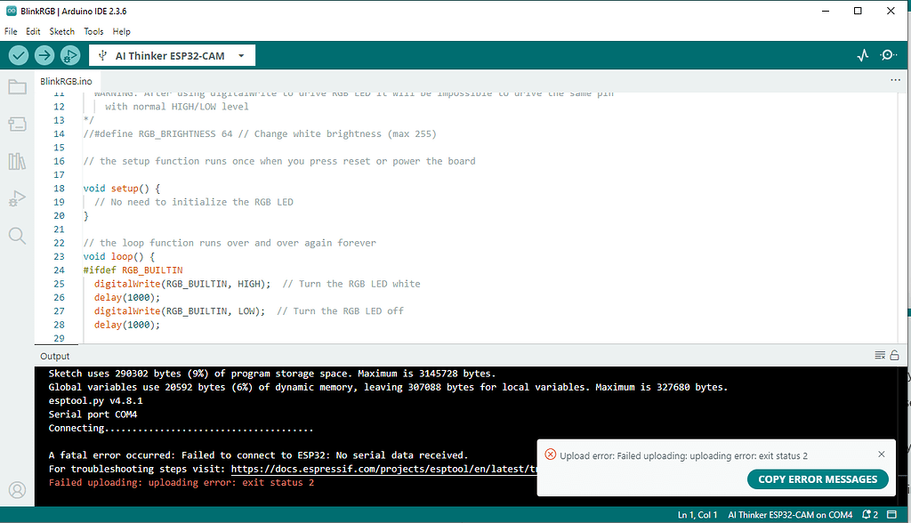 ESP32Cam-MB Issues Uploading - Uploading - Arduino Forum ESP32Cam-MB Issues Uploading - Uploading - Arduino Forum