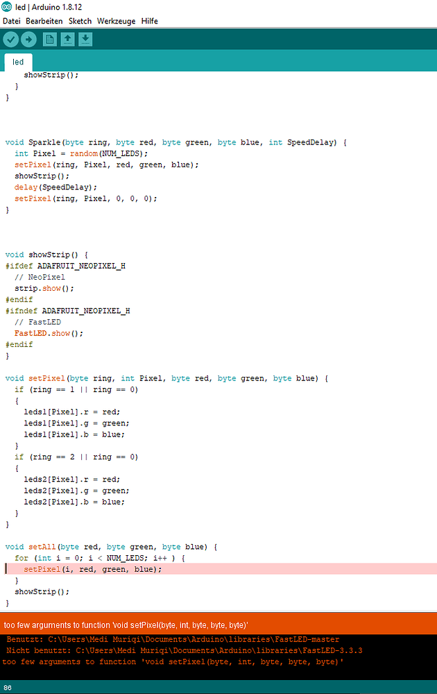 Fastled und unabhängige Animation - Deutsch - Arduino Forum