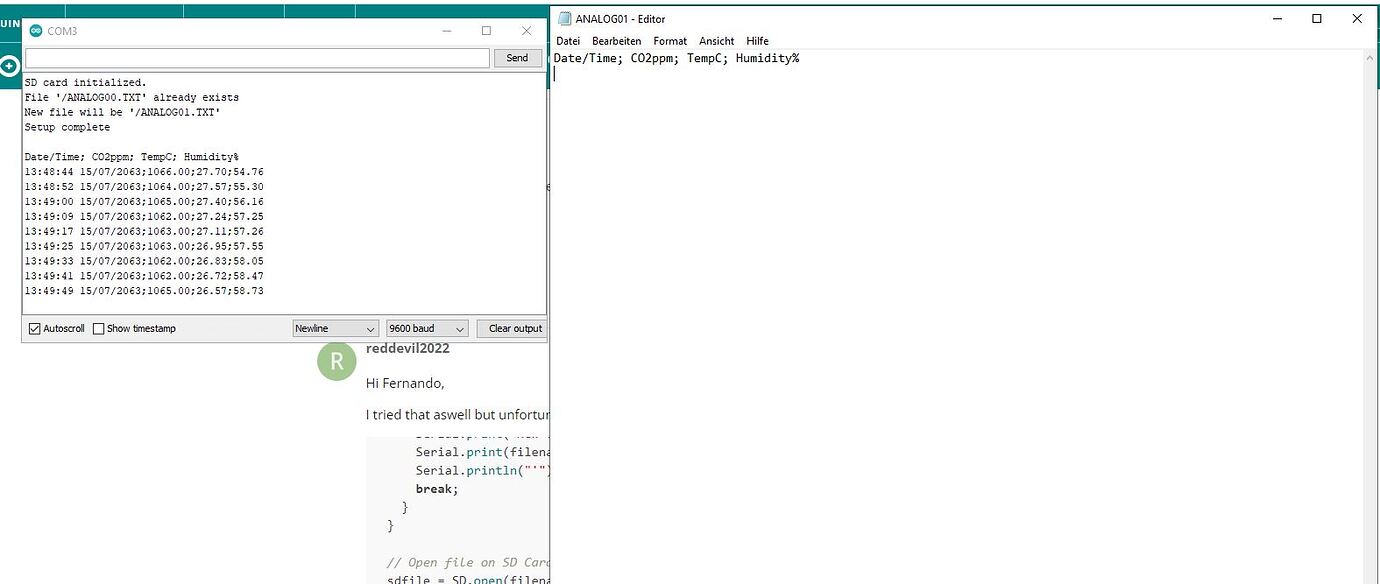 My Datalogger SCD30 code wont print values on Sd Card - SOLVED - Storage - Arduino Forum