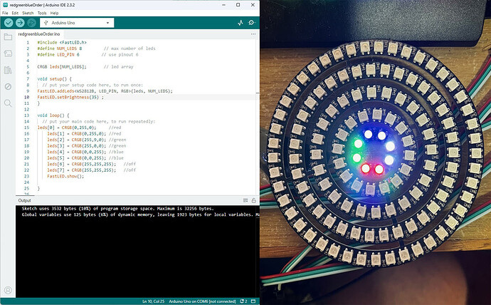 Some progress with a led ring and arduino - LEDs and Multiplexing - Arduino Forum