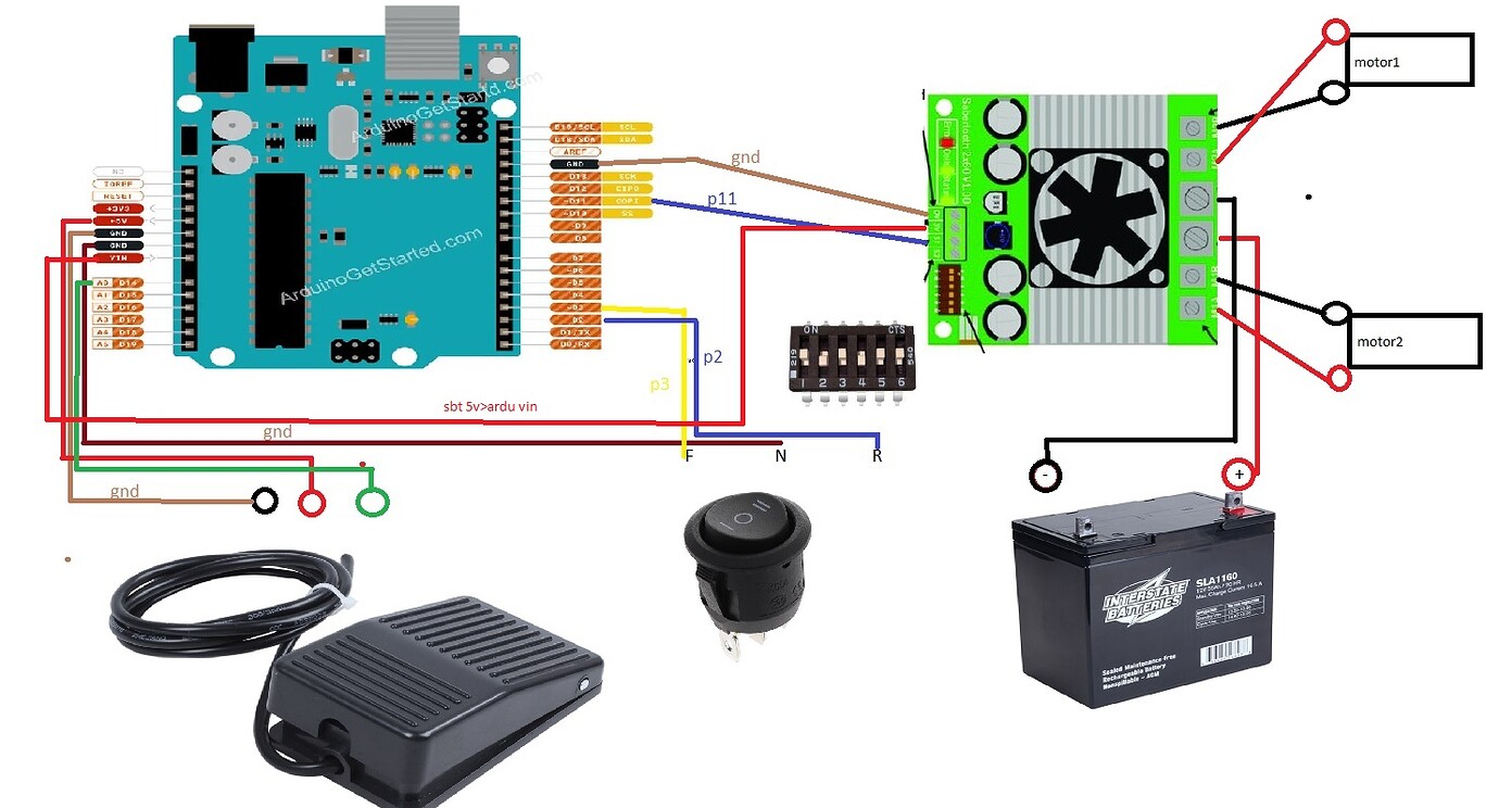 Arduino mega with sabertooth 2x60 coding power wheel motors - Programming - Arduino Forum