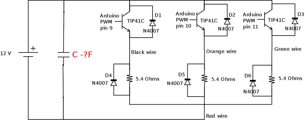 Controller with TIP41C for a BLDC (spindle) motor with 4 wires ...