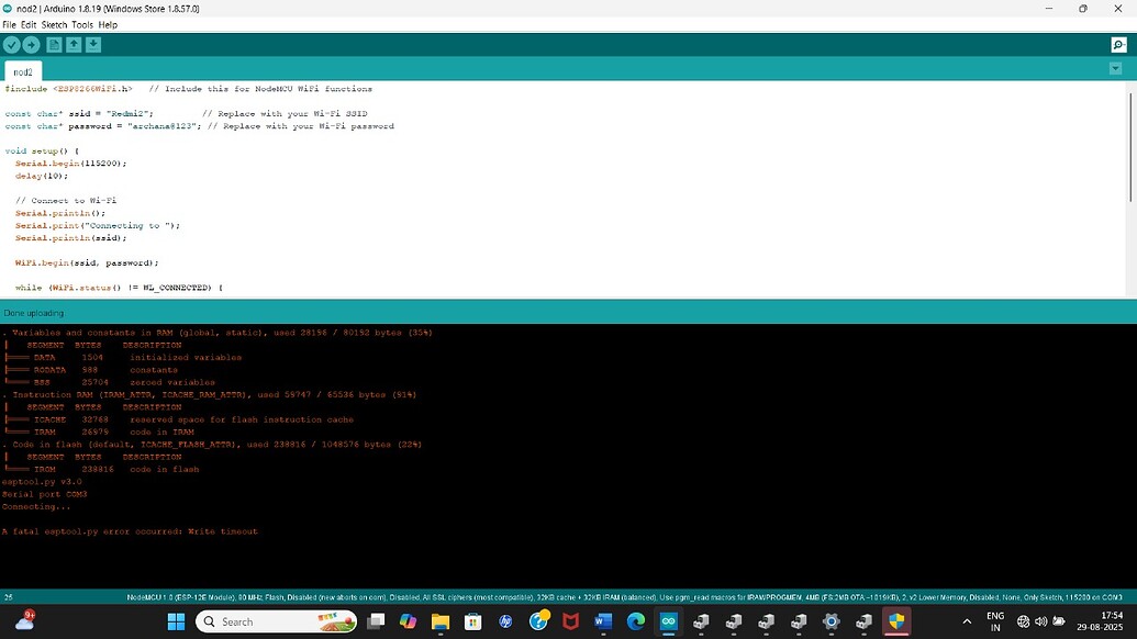 Nodemcu uplaoding problem - Uploading - Arduino Forum