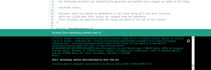 Binary not received by the board not found ESP32 - Cloud IoT - Arduino Forum