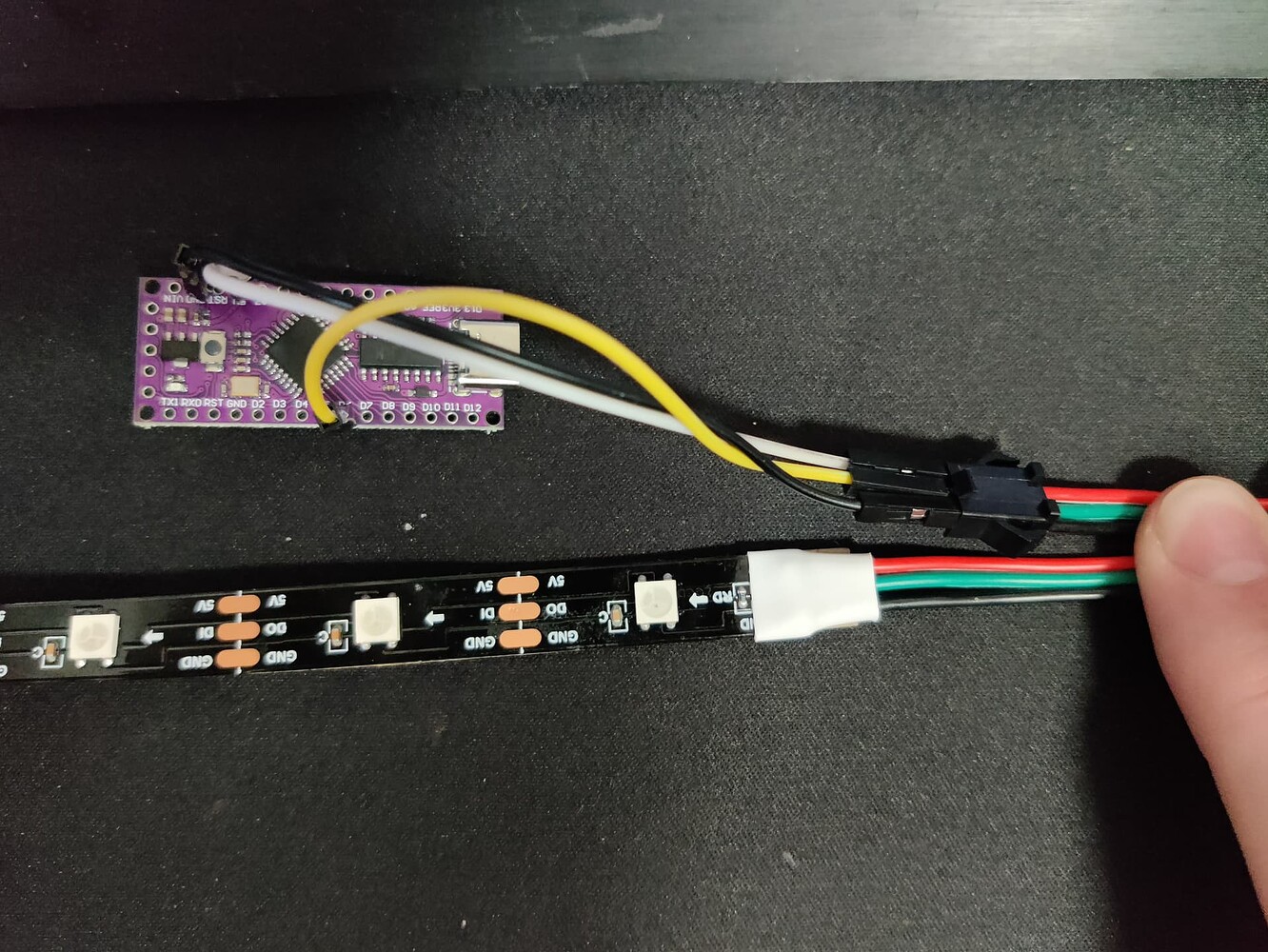 Nano signal wire to WS2812B LEDs not working? - LEDs and Multiplexing - Arduino Forum
