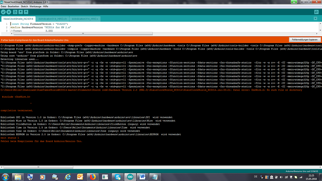Arduino UNO R3 fehler beim kompilieren - Deutsch - Arduino Forum