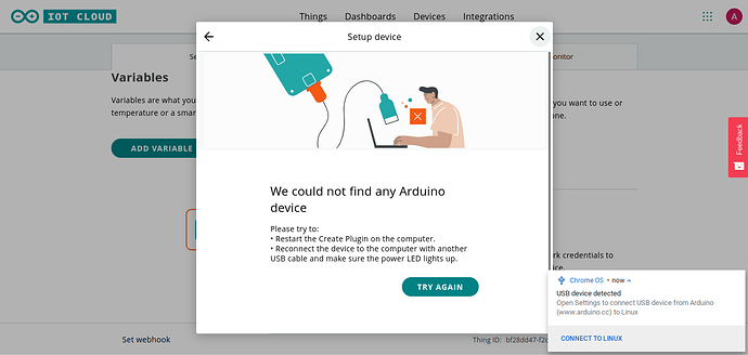 Can't setup device's within IoT Cloud - Cloud Chrome App - Arduino Forum