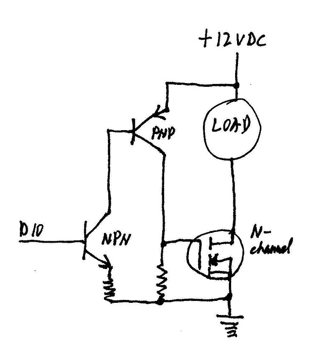 Arduino with N channel mosfet and PNP transistor - General Electronics ...