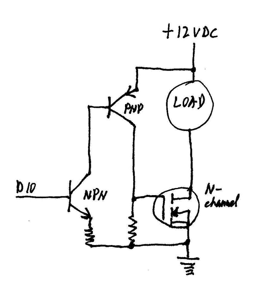 Arduino with N channel mosfet and PNP transistor - General Electronics ...