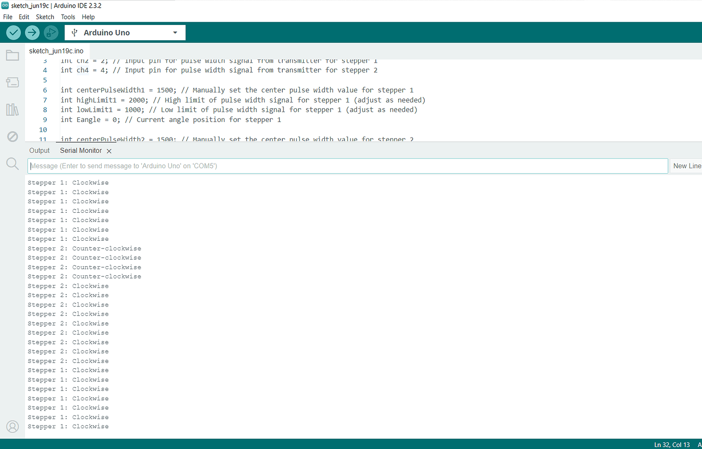 Controlling two stepper motors using arduino uno two tb6600 motor drivers and radio controller ...