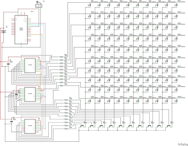 Strong flickering with multiplexed 10 x 10 LED matrix - LEDs and Multiplexing - Arduino Forum
