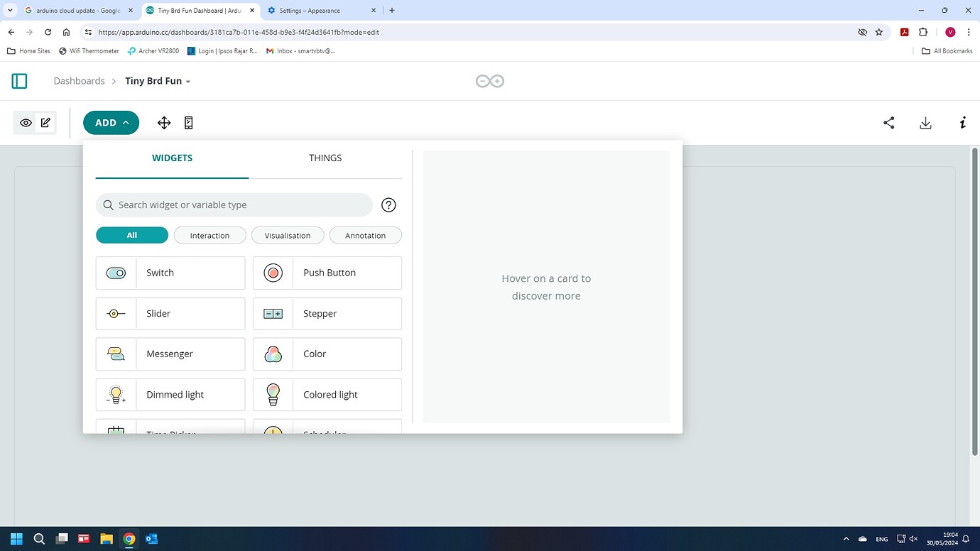 Missing widgets in dashboard - Cloud IoT - Arduino Forum
