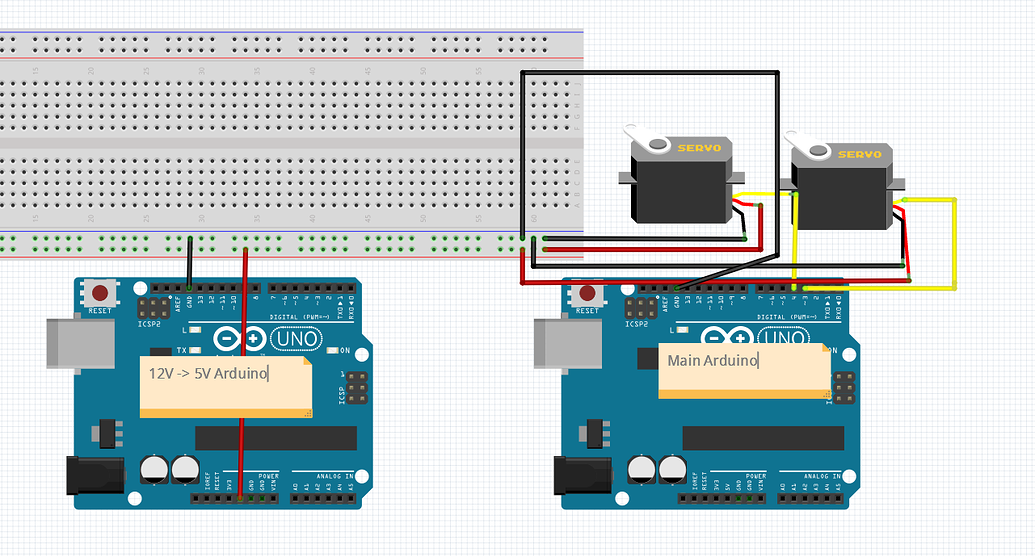 MG996R servos freezing when powered from Arduino (two-Arduino setup ...