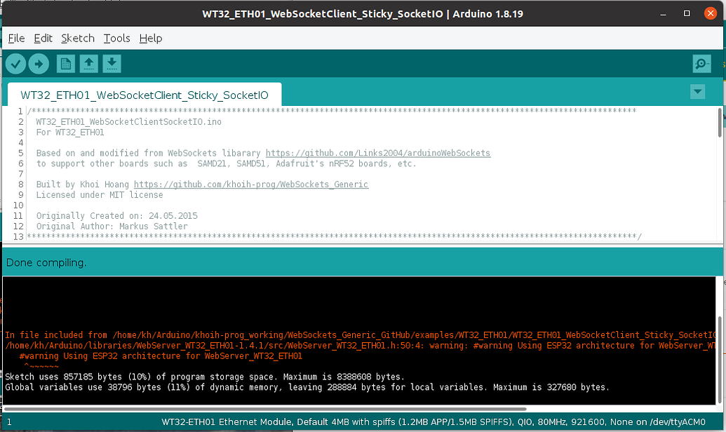 WT32-ETH01 board not working with Arduino IDE 2.0 - IDE 1.x - Arduino Forum