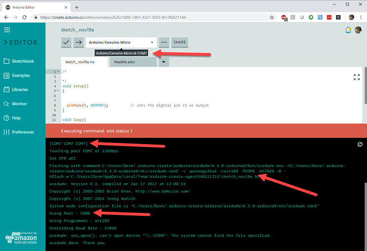 Arduino Create Using Wrong Port Cloud Editor Arduino Forum