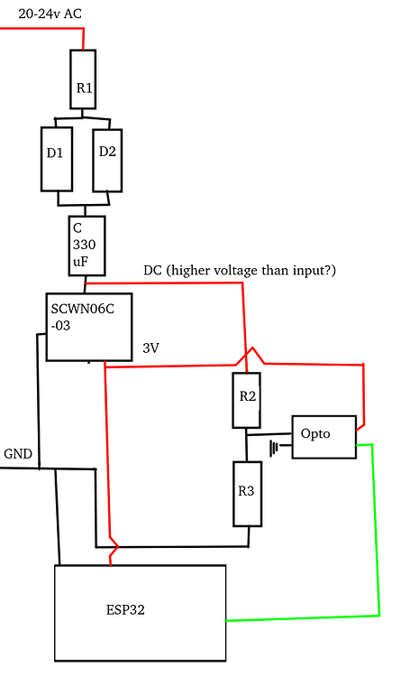 Drive esp32 from 20-24v AC and sense rising voltage? - General Guidance - Arduino Forum
