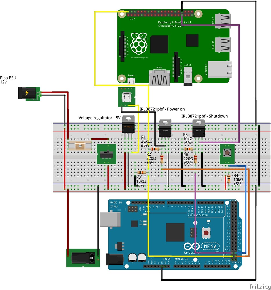 Power on and shutdown a Raspberry pi 3 from arduino through a mosfet ...