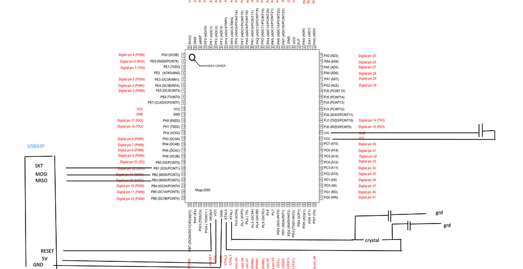 ATMEL 2560 USBASP "target doesn't answer" - 3rd Party Boards - Arduino Forum