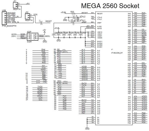Arduino mega with pins on bottom and offboard programming controller ...