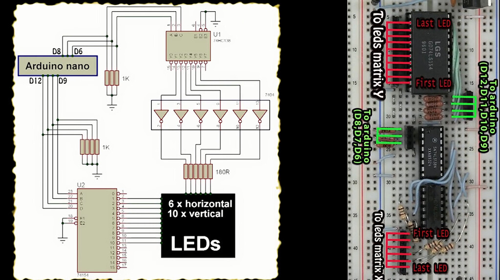 LED matrix control (vertical and horizontal) - LEDs and Multiplexing ...