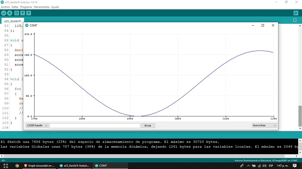 Graph sinusoidal on 1.8" tft display using lookup table - Programming ...