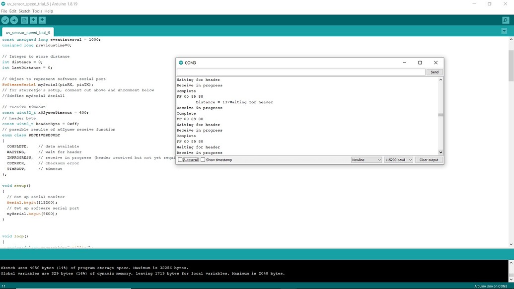 A02YUWW sensor for speed measurement - Page 2 - General Guidance - Arduino Forum