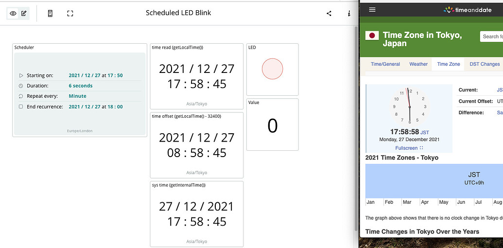 Arduino IoT Cloud Scheduler sample - set time zone and getLocalTime() not in sync - Cloud IoT ...