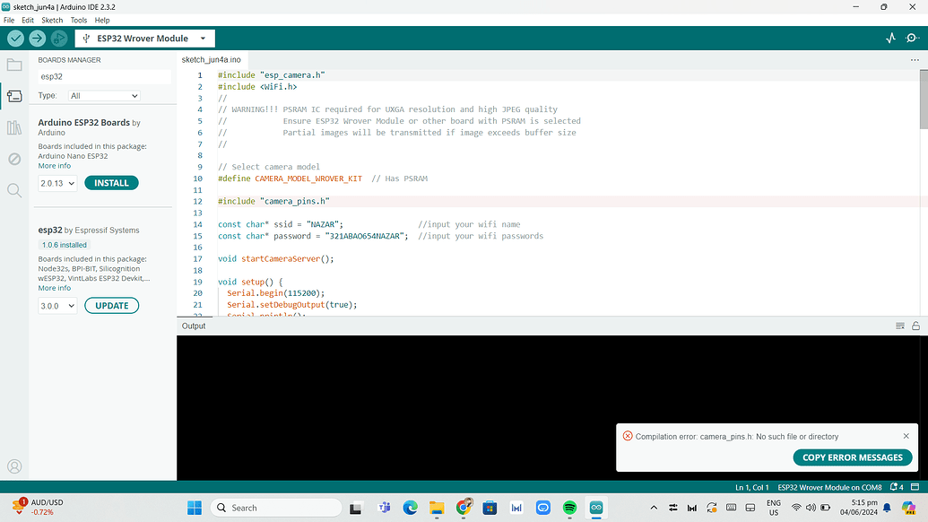 Compilation error camera.pins_h no such file or directory - General Guidance - Arduino Forum
