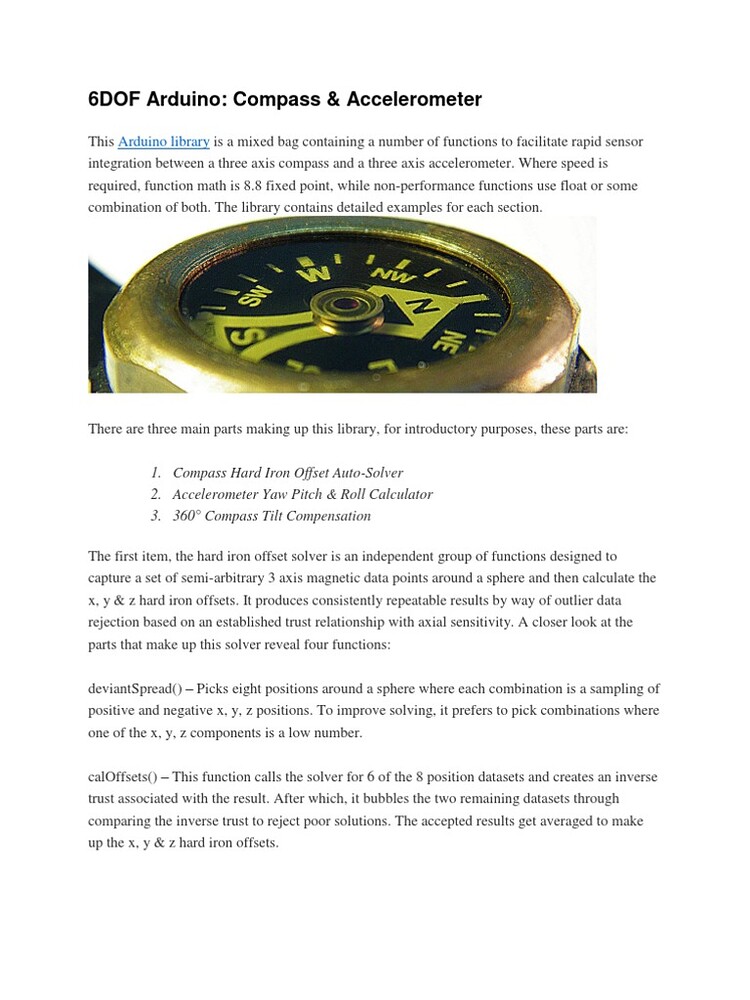 Tilt compensating a HMC5883 compass with a MMA7455 Accelerometer - General Guidance - Arduino Forum