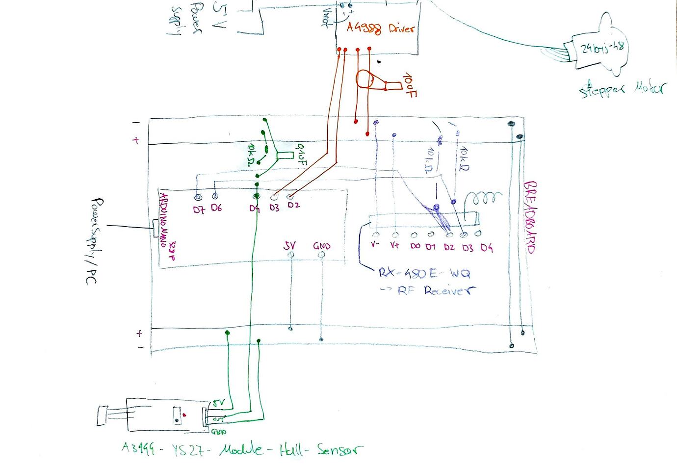A3144 Hall Effect Sensor Won T Detect Low In While Loop If Button High Start Motor While