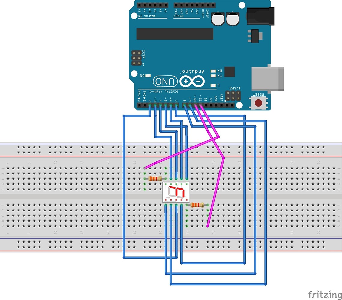 Controlling 10-pin 2-digit 7-segment Display with shift register ...