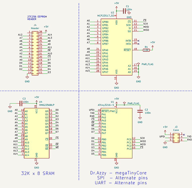 27C256 EPROM Emulator using SRAM and ATTINY3216 - General Electronics ...