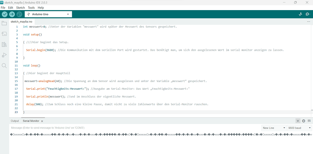 Serieller Monitor gibt leere Kästchen, Fragezeichen und x aus - Deutsch - Arduino Forum