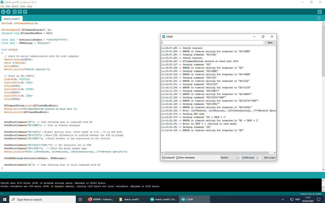 SIM 900 GSM Module issues with Arduino uno - General Guidance - Arduino Forum