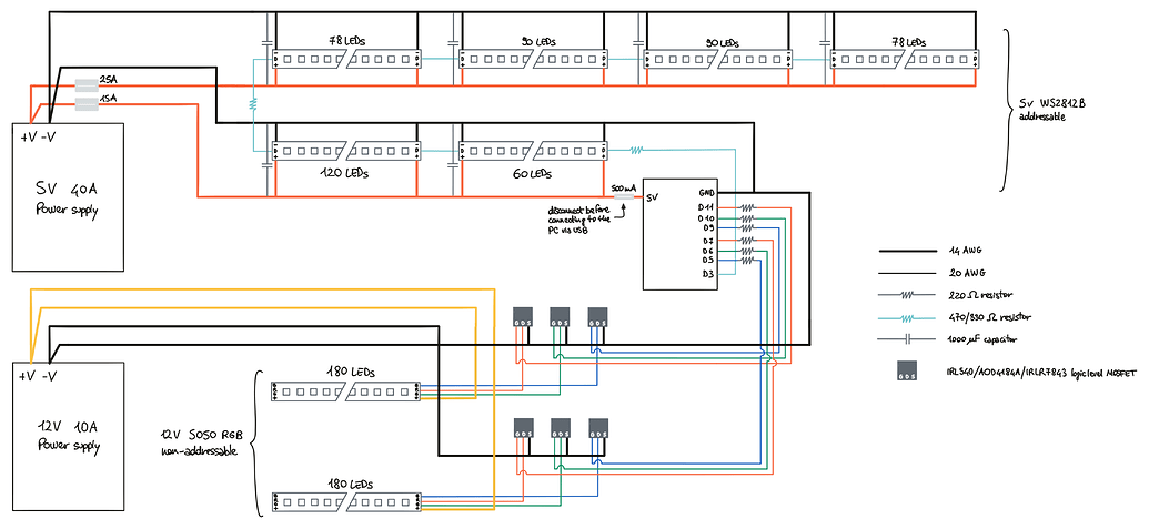 Getting started with long WS2815 led strips - LEDs and Multiplexing ...