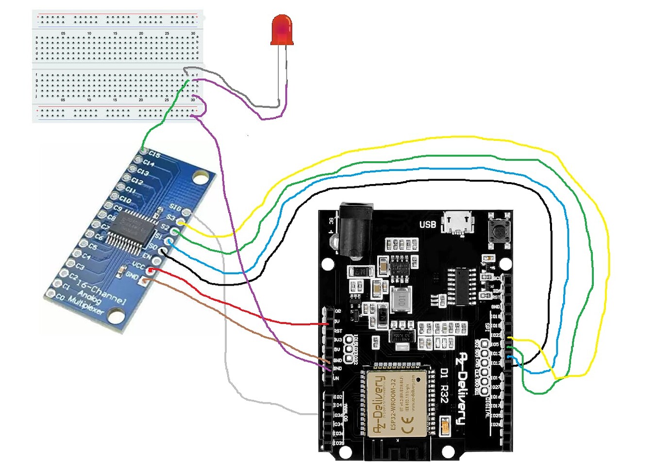 How to connect wemos d1 r32 with CD74HC4067 - Programming - Arduino Forum