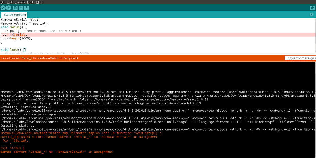 Cannont convert 'Serial_*' to 'HardwareSerial_*' in assignment - Zero - Arduino Forum