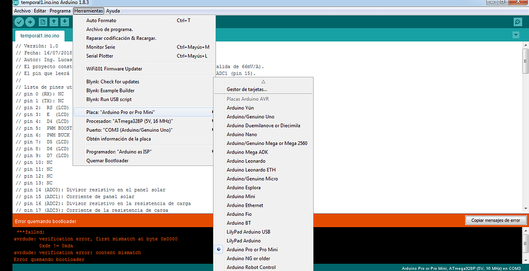 Can't burn pro mini bootloader: mismatch at byte 0x0000 - Uploading ...