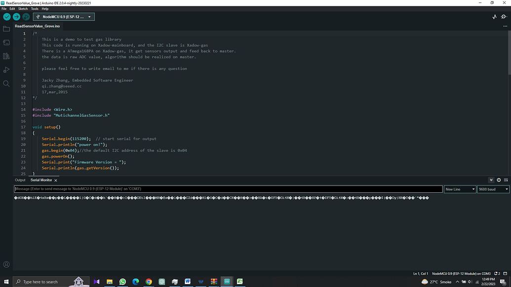 Multichannel Gas Sensor Not Detecting Error (not compatible with ...
