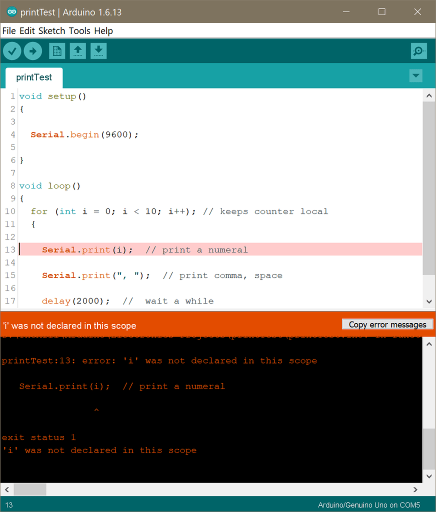 I Not In Scope Programming Arduino Forum