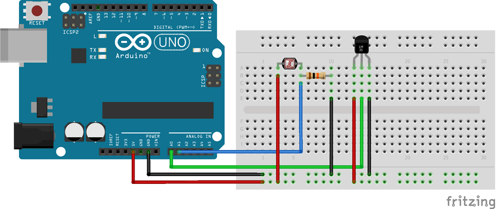 Why is the LM35 Sensor unstable when connected to the LDR sensor - Sensors - Arduino Forum