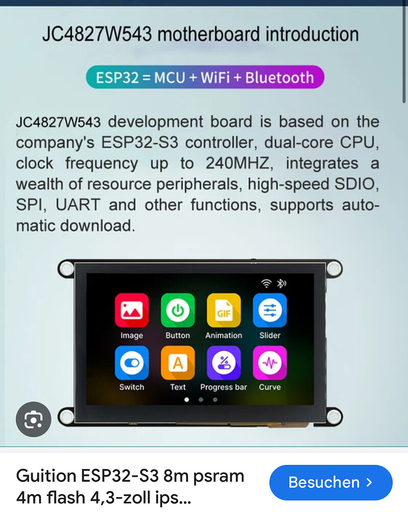 Guition JC4827W543R - ESP32 with 4.3"TFT - 3rd Party Boards - Arduino Forum