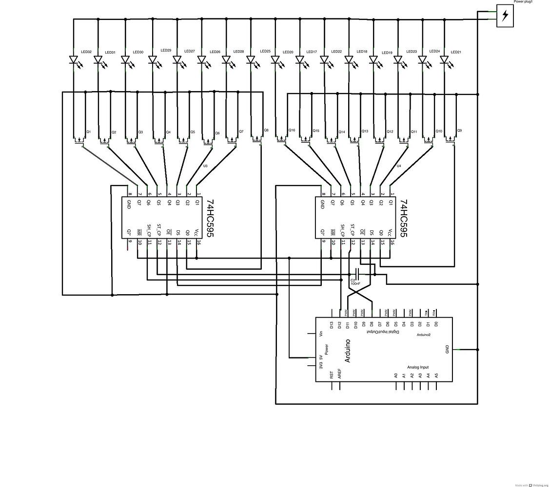 Shift register daisy chain for Light installation - LEDs and Multiplexing - Arduino Forum