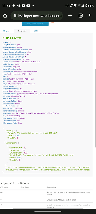Couldn't get values from AccuWeather with MinuteCast API Integration - Programming - Arduino Forum